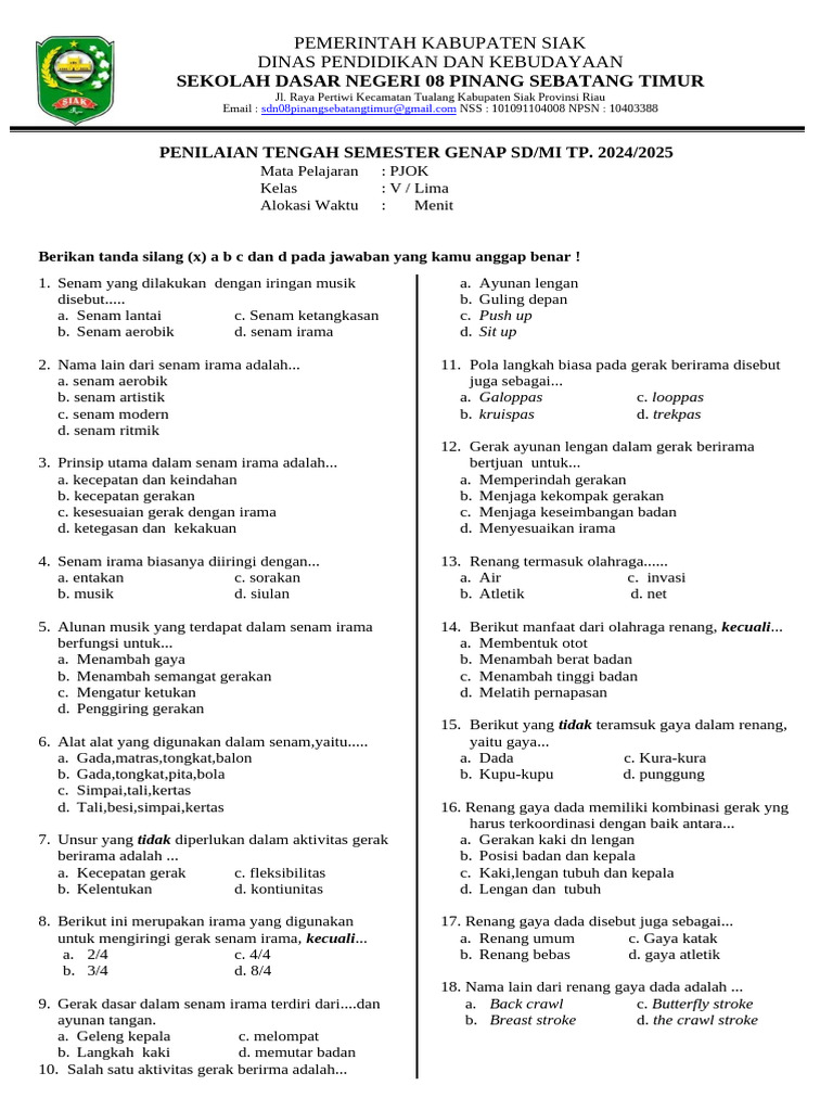soal Kelas 5 pas genap FIX | PDF