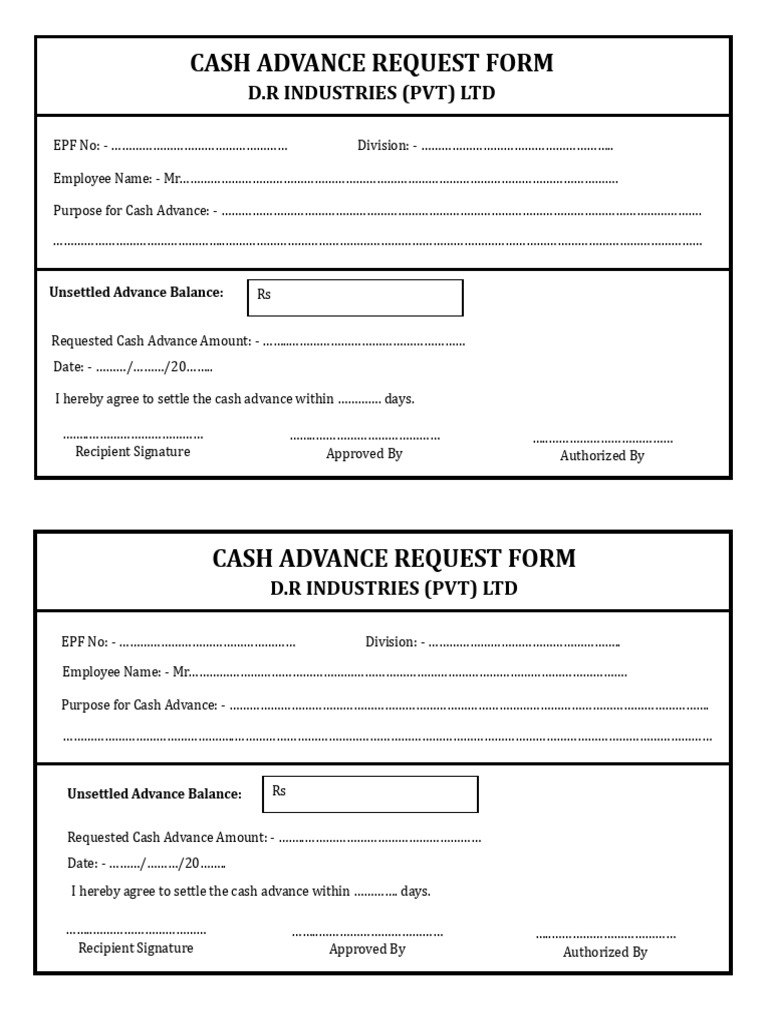 Cash Advance Form | PDF