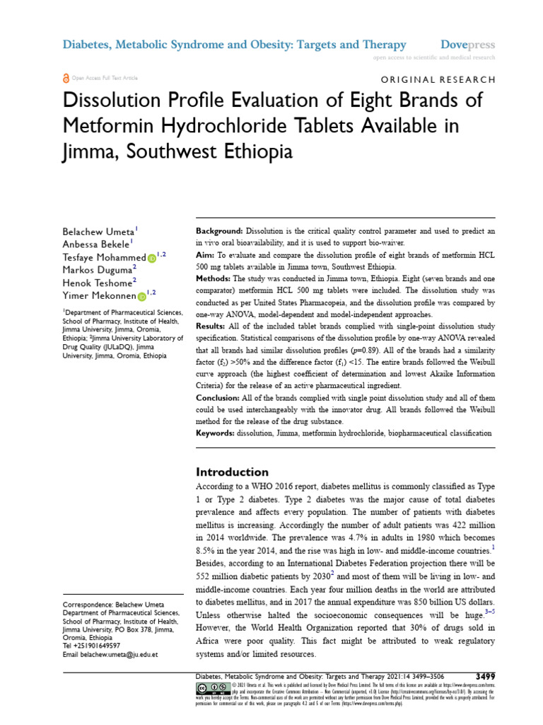 Dissolution Profile Evaluation of Eight Brands of | PDF | Drugs ...