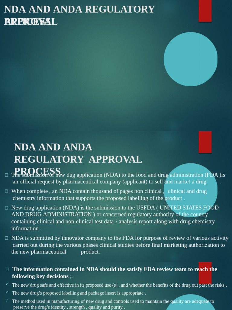 NDA and ANDA in Regulatory Approval Process | PDF | Generic Drug | Food ...