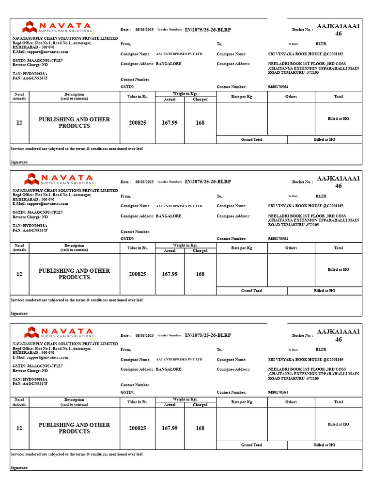 AAJ Enterprises-AWB - 146 | PDF