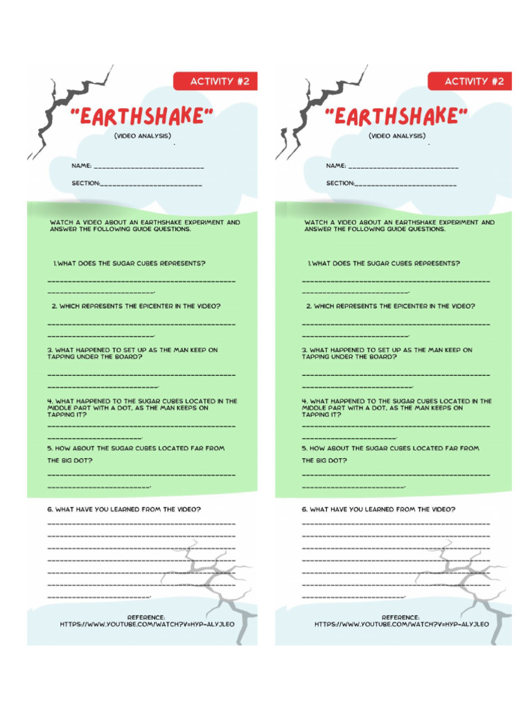 activity sheet magnitude intensity | PDF