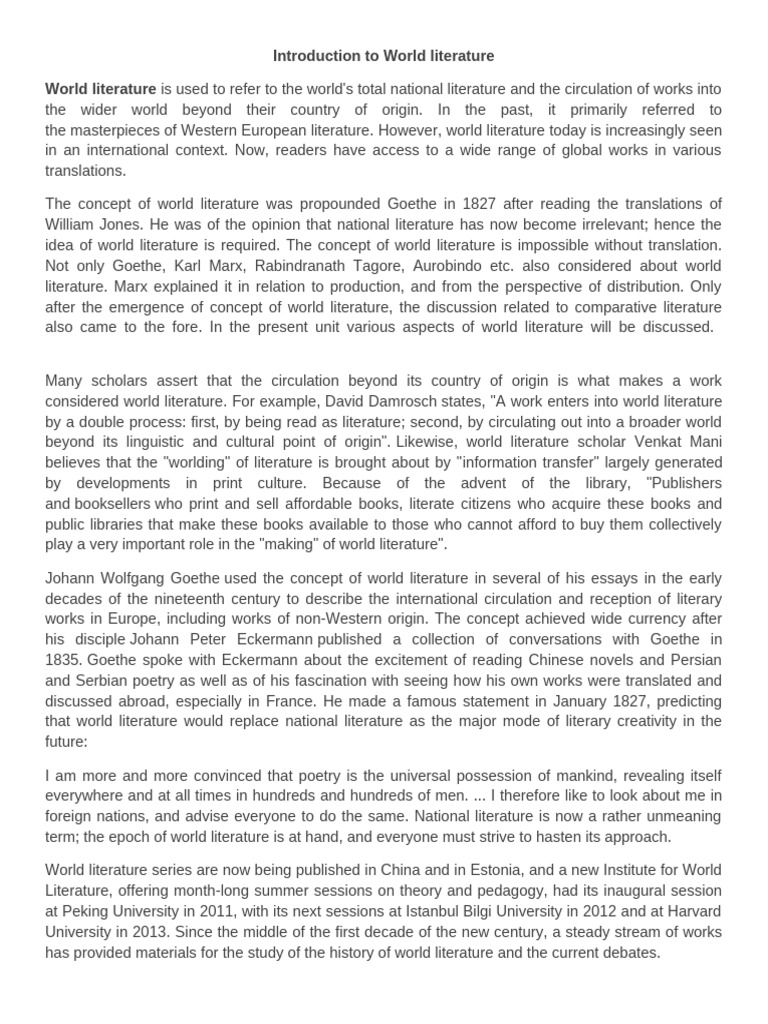 Introduction To World Literature | PDF