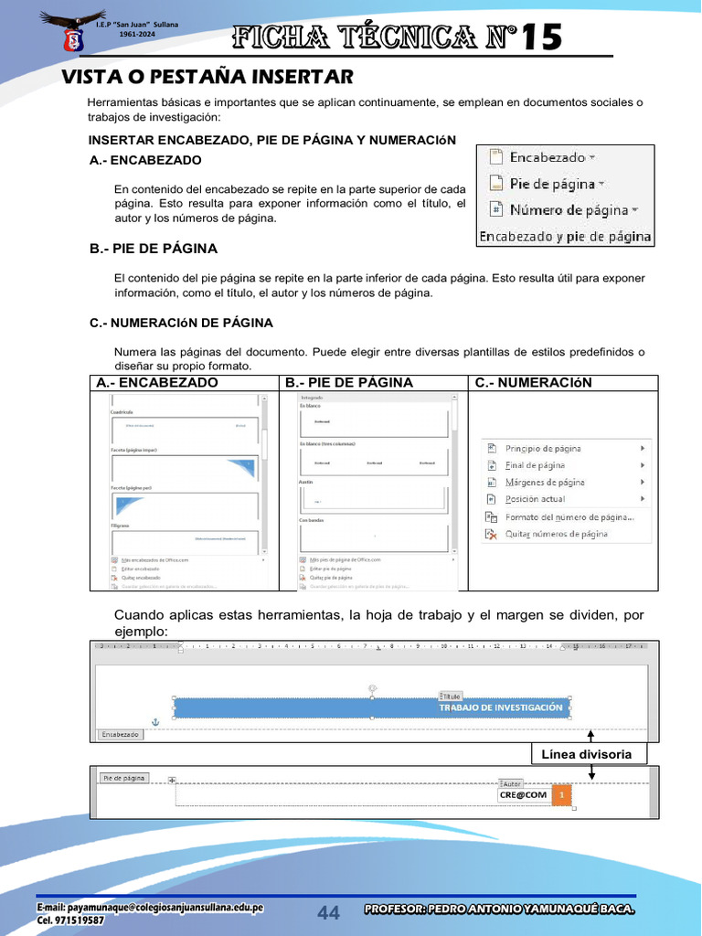 Sesion 15 Word Ficha Insertar | PDF