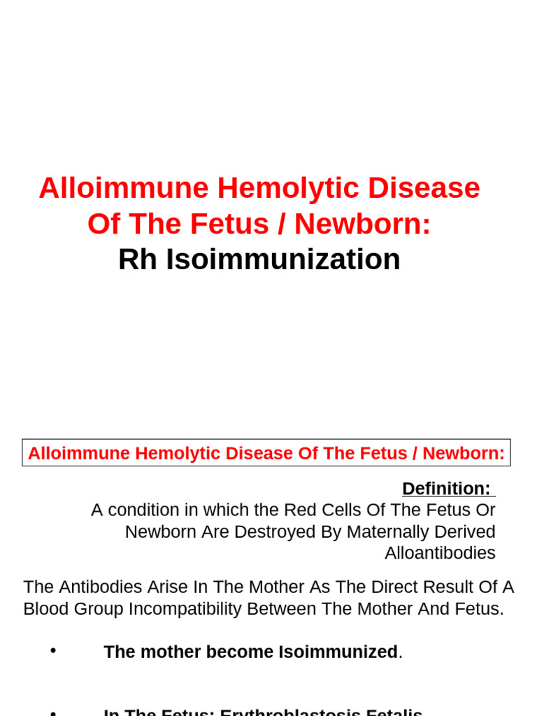Alloimmune Hemolytic Disease | PDF | Blood Type | Antibody