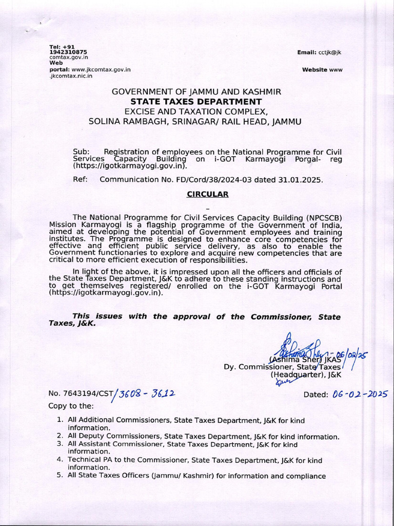 Registration of employees on the National Programme for Civil Services ...
