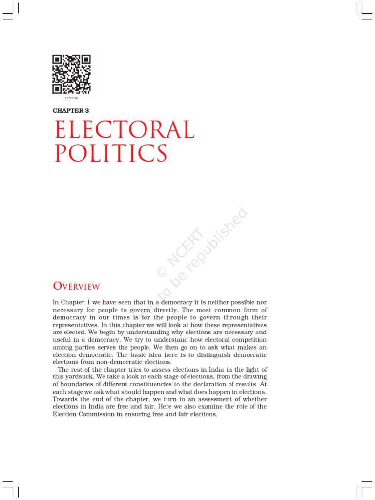 Ch-3 Electoral Politics | PDF | Accountability | Democracy