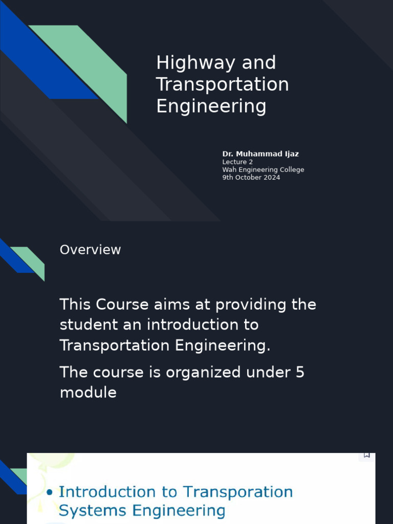 Introduction to Transportation Engineering | PDF