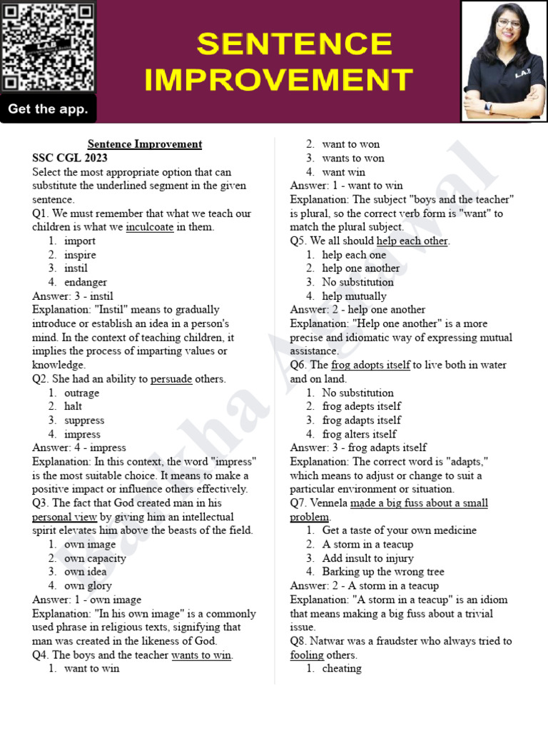 Sentence Improvement | PDF