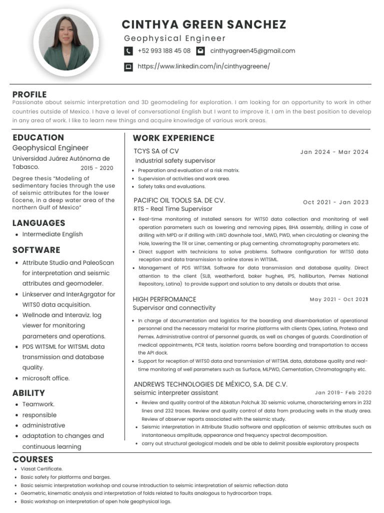 Geophysical Engineer Resume: Skills & Experience | PDF