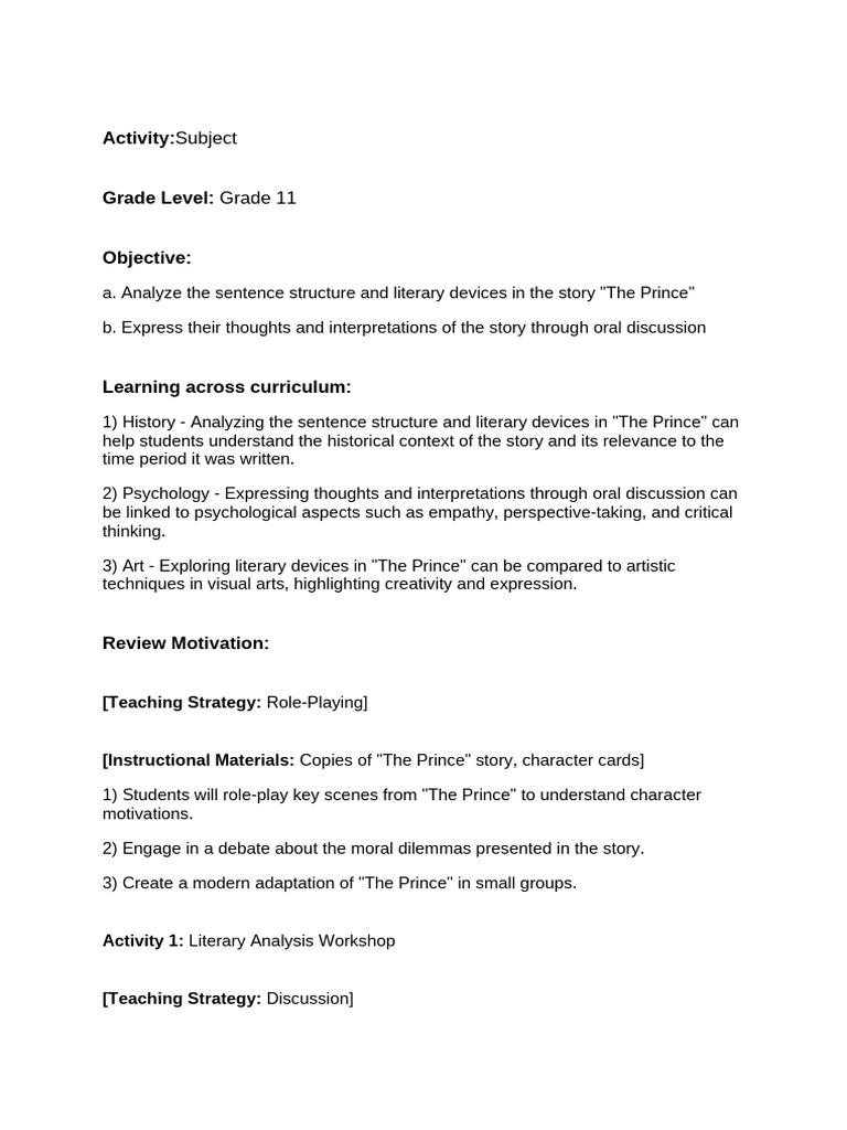 lesson_plan | PDF | Creativity | Thought