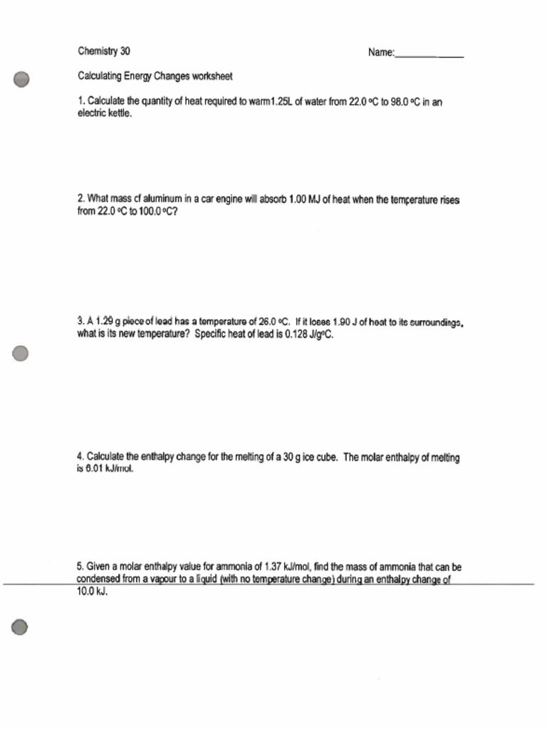 Calculating Energy Changes Ws | PDF