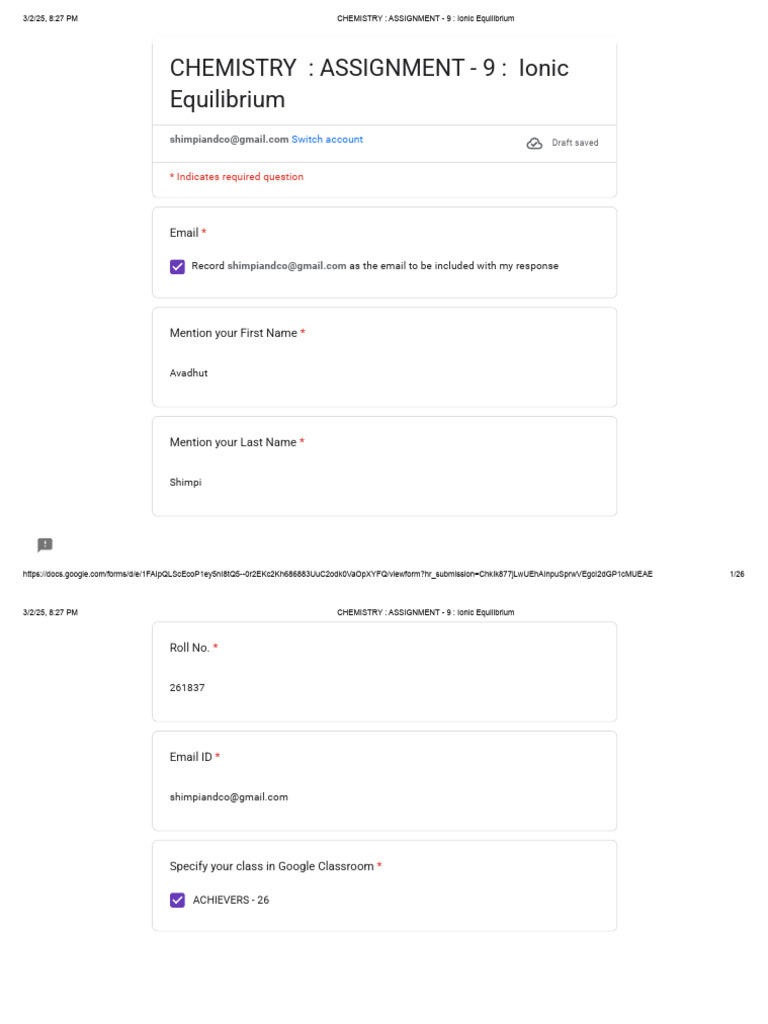 CHEMISTRY Ionic Equilibrium | PDF | Ph | Chemical Equilibrium