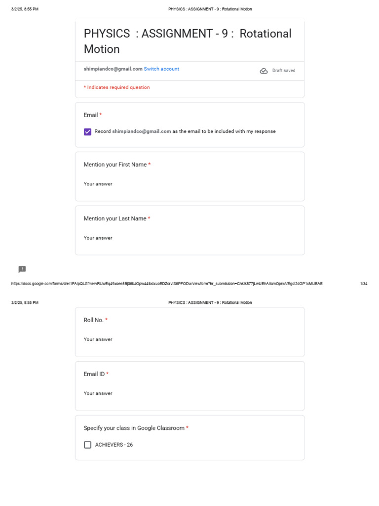 Physics Assignment 9: Rotational Motion | PDF | Motion (Physics ...