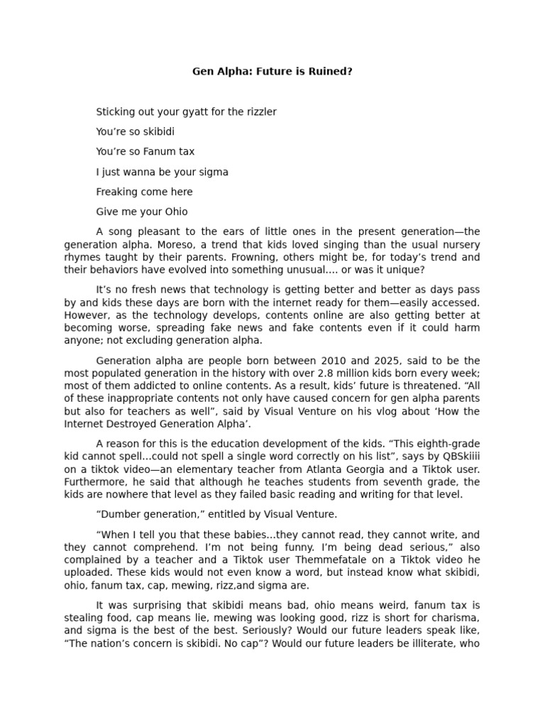 Gen Alpha's Slang and Literacy Crisis | PDF | Human Communication