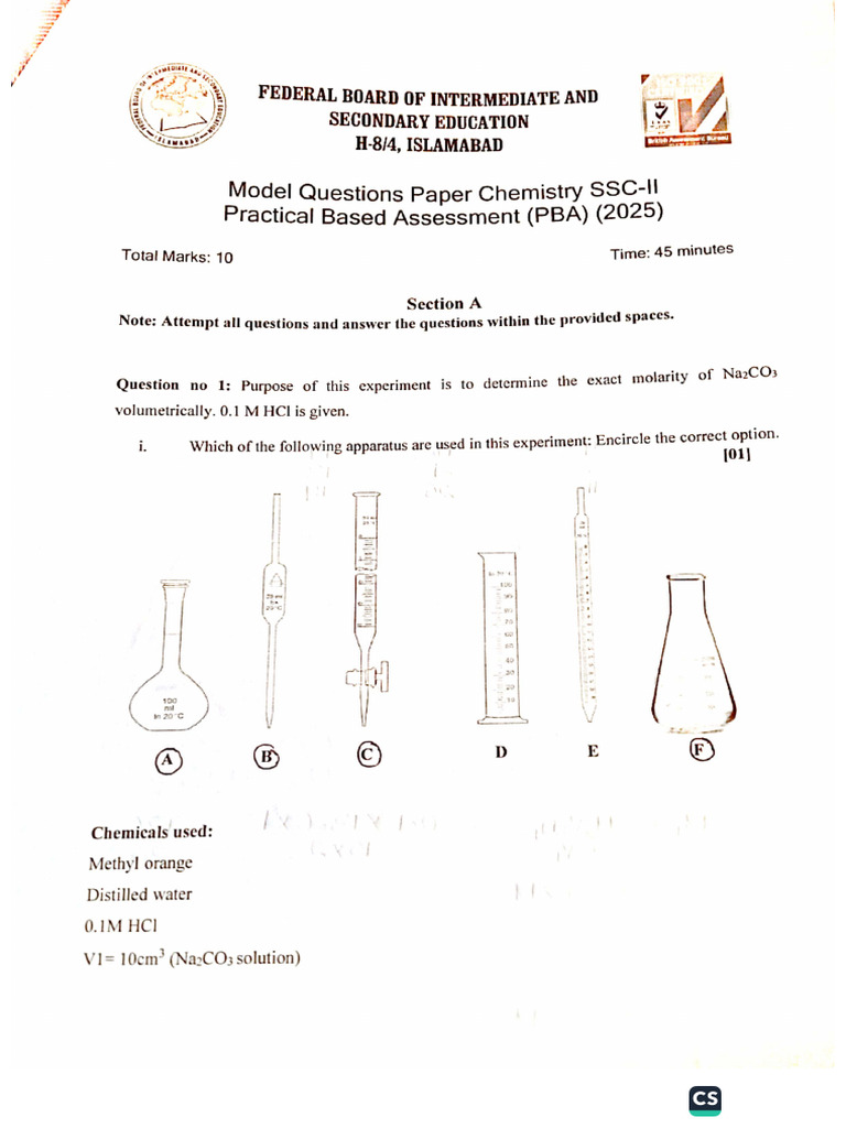 Chem PBA Model Paper Solved | PDF