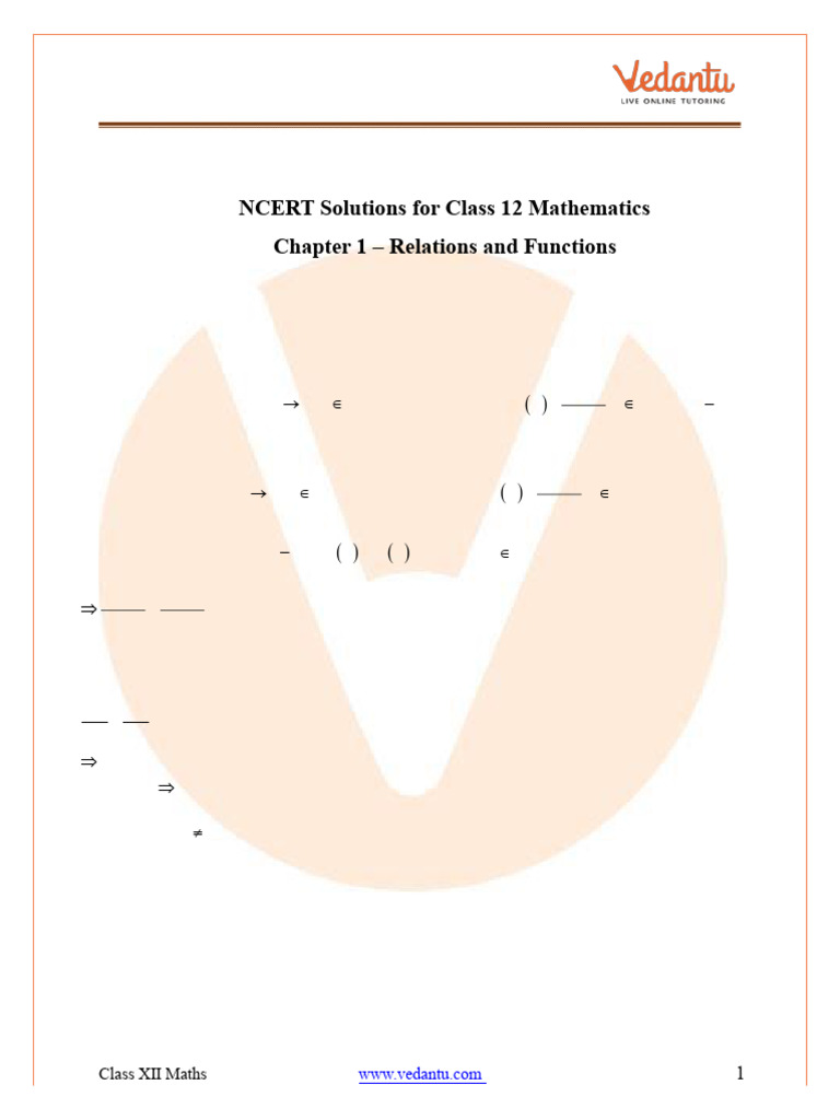 NCERT Solutions For Class 12 Maths Chapter 1 Relation and Functions Miscellaneous Exercise ...