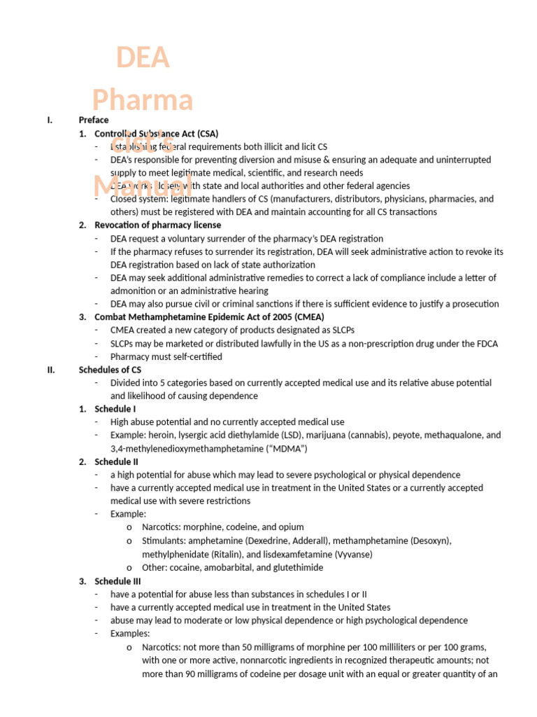 DEA Pharmacist's Manual Summary | PDF | Medical Prescription ...