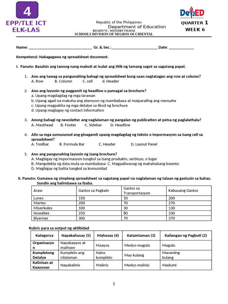 M. F. NASAYRE - G4 EPP ICT - WK 6 | PDF