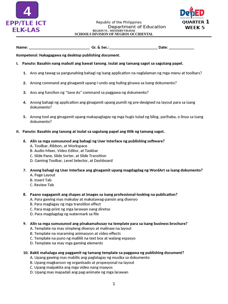 M. F. NASAYRE - G4 EPP ICT - WK 5 | PDF
