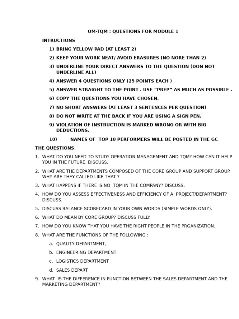 Questions For Om | PDF