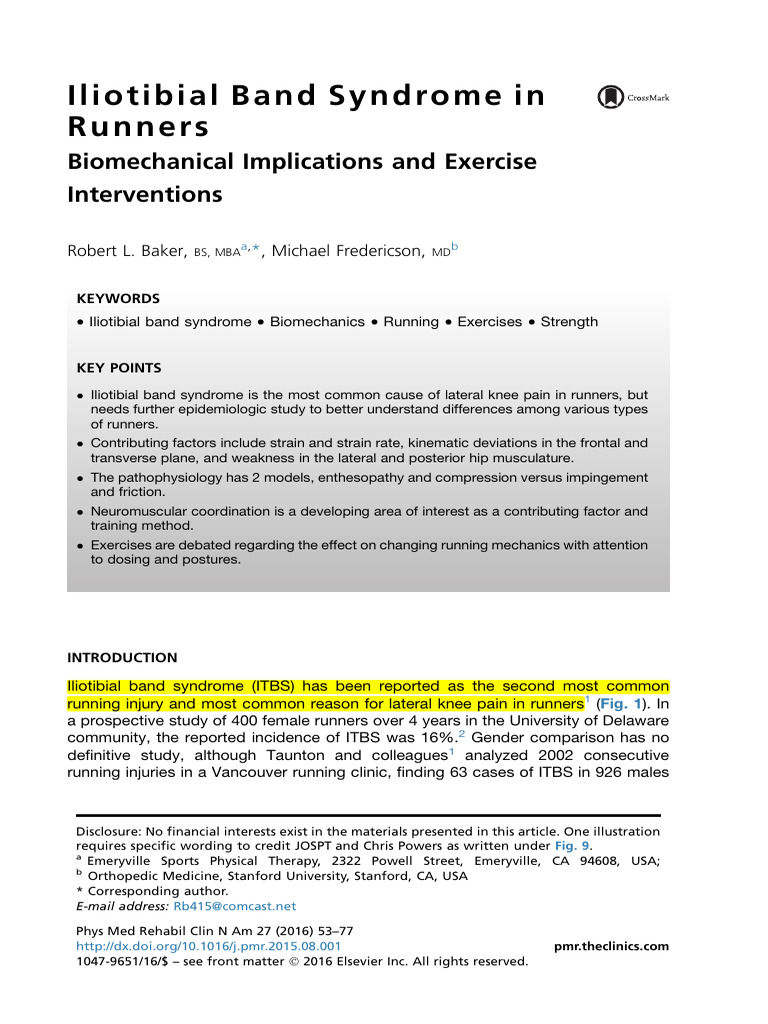 Bs - Iliotibial Band Syndrome in Runners | PDF | Running | Knee