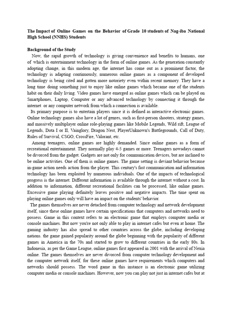 The-Impact-of-Online-Games-on-the-behavior-of-Grade-10-students-of-Nag ...