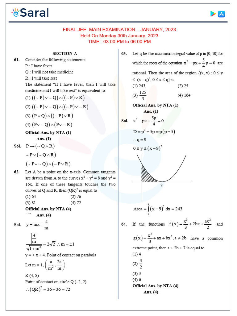 152618-30!01!2023 Mathematics Paper+With+Answer Evening | PDF ...
