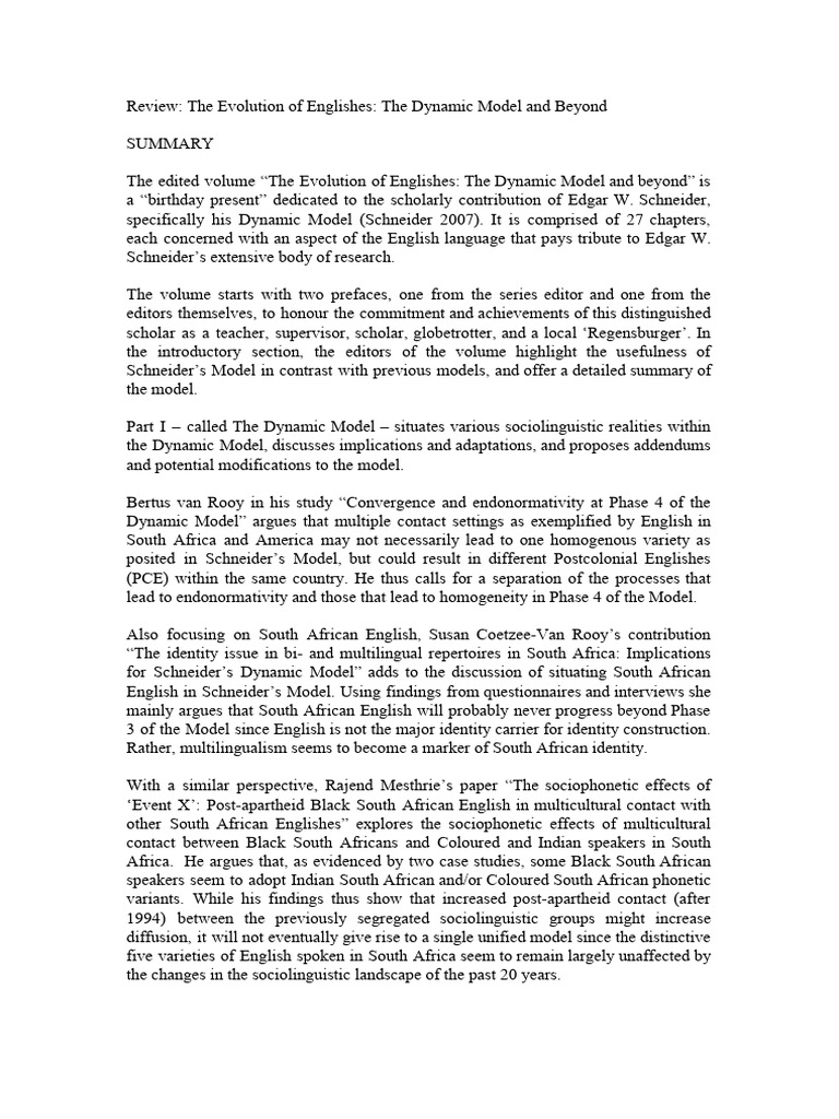 Rothlisberger 2015draft Review Evolution Englishes | PDF | English ...