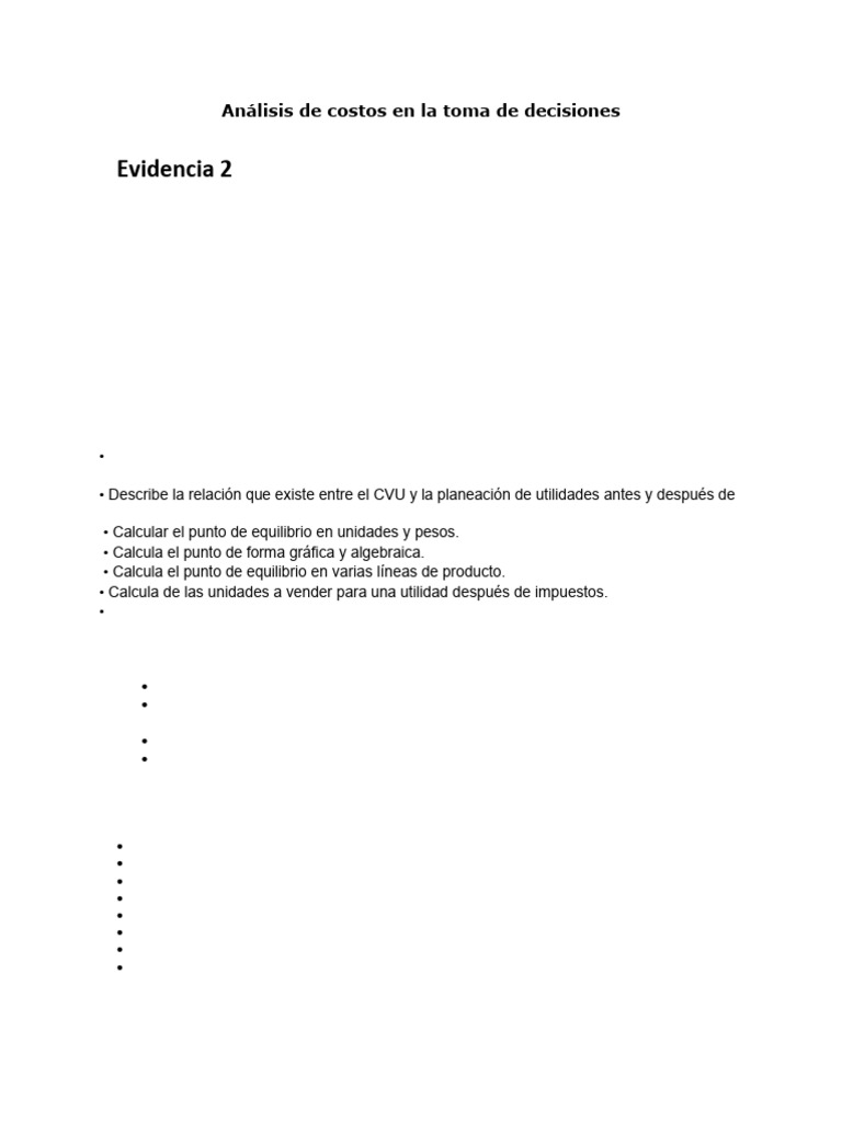 E2 Reporte de Resolución de Un Estudio de Caso Aplicando El Modelo CVU | PDF