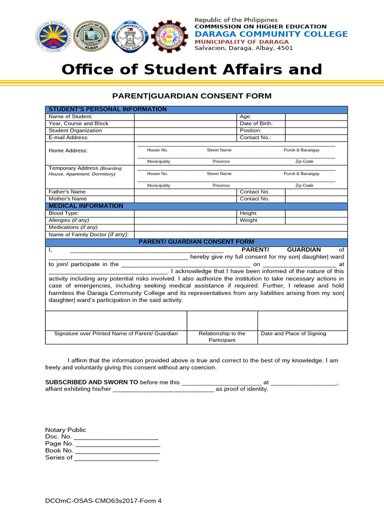 Parent Guardian Consent Form Template | PDF | Consent
