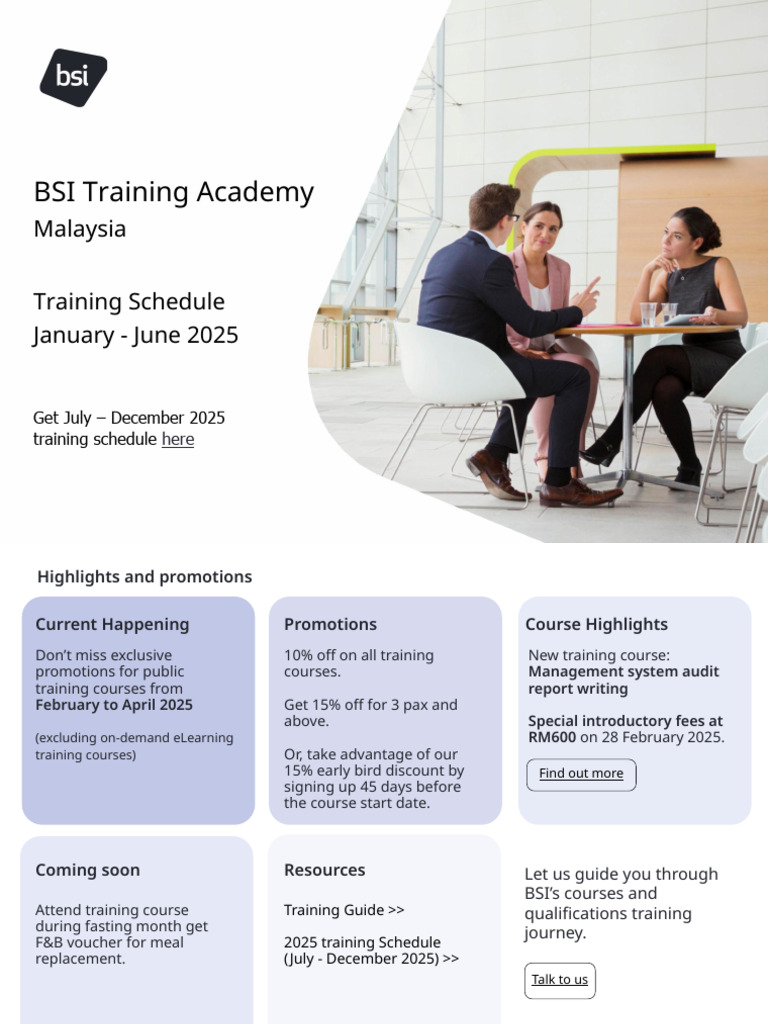 BSI Training Schedule 2025: Malaysia | PDF | Educational Technology