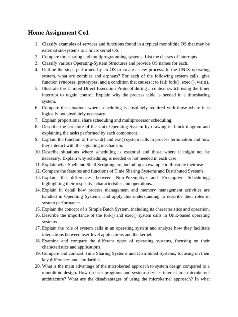 Home Assignment Co1 - All | PDF | Operating System | Kernel (Operating System)
