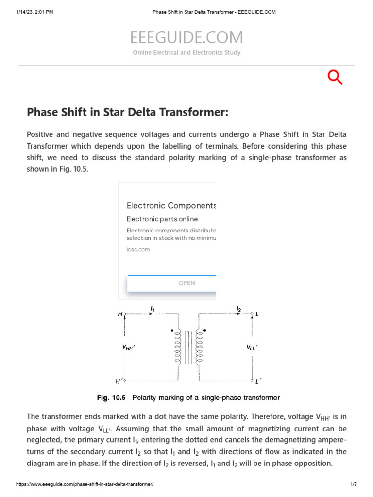 Phase Shift in Star Delta Transformer | PDF | Electricity | Electrical ...