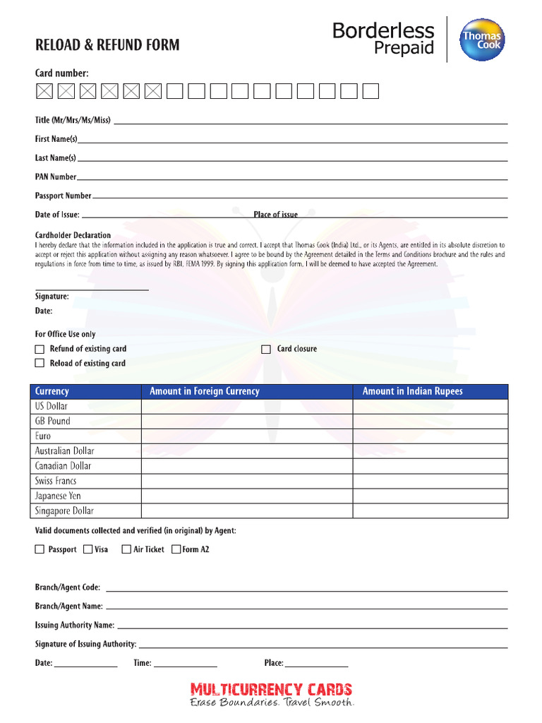 TCIL Reload & Refund Form | PDF