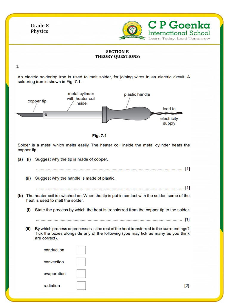 Grade 8 Physics Theory Questions | PDF