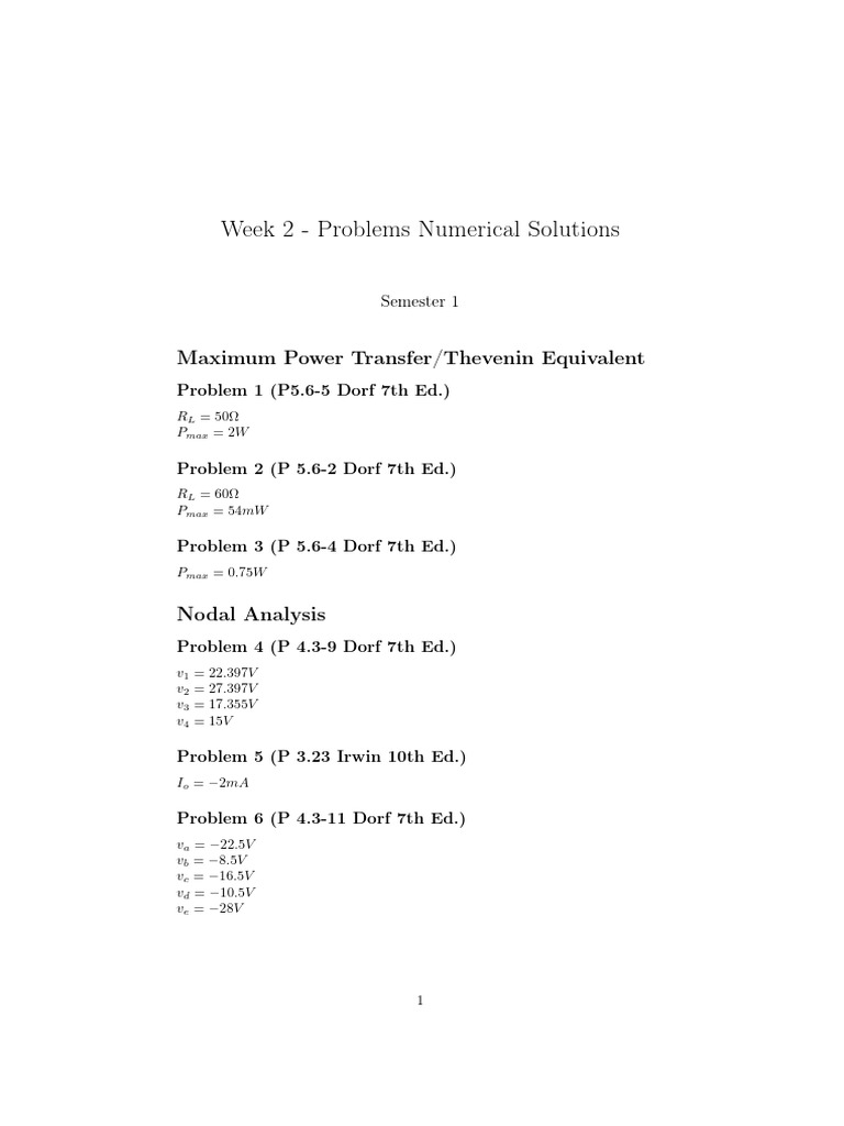 Week 2 - Problems Numerical Solutions | PDF