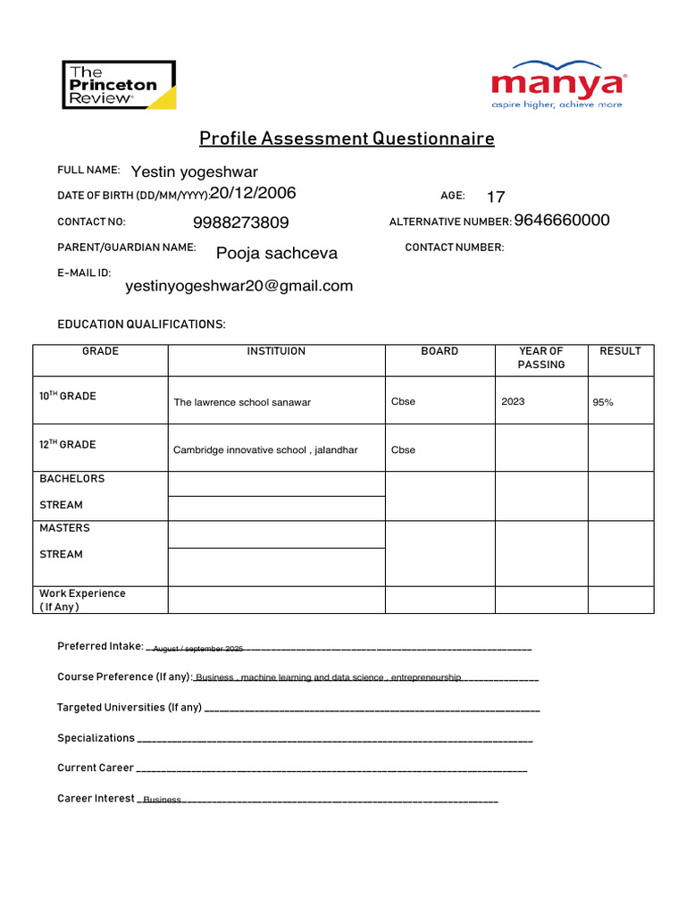 NEW PAQ FORM (Format) | PDF | Graduate Management Admission Test | Data ...