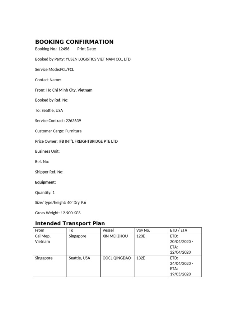 BOOKING CONFORM | PDF