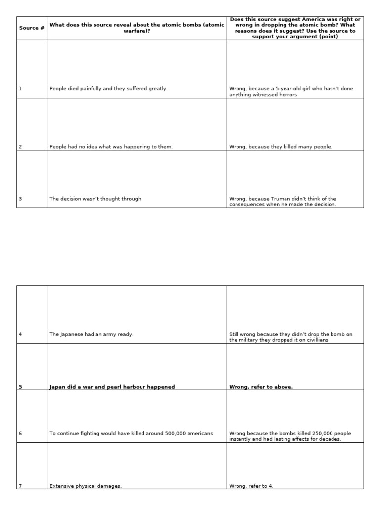 2.6 - Atomic Bomb Source Worksheet | PDF | Military | Warfare