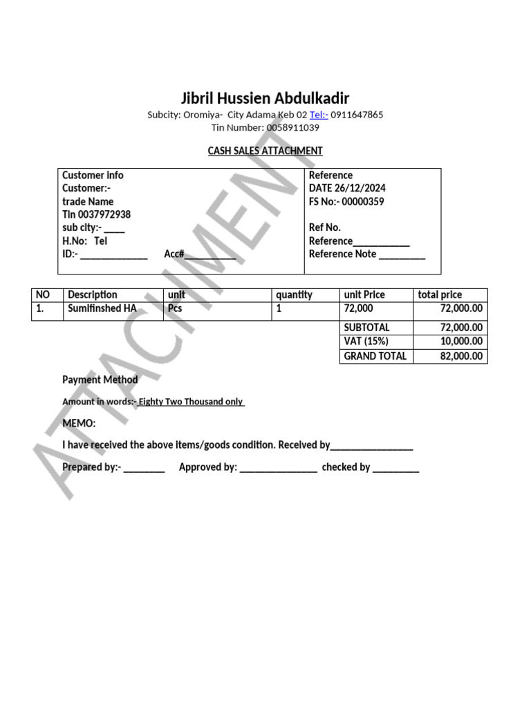 Getu Incoice 12 Attachment | PDF