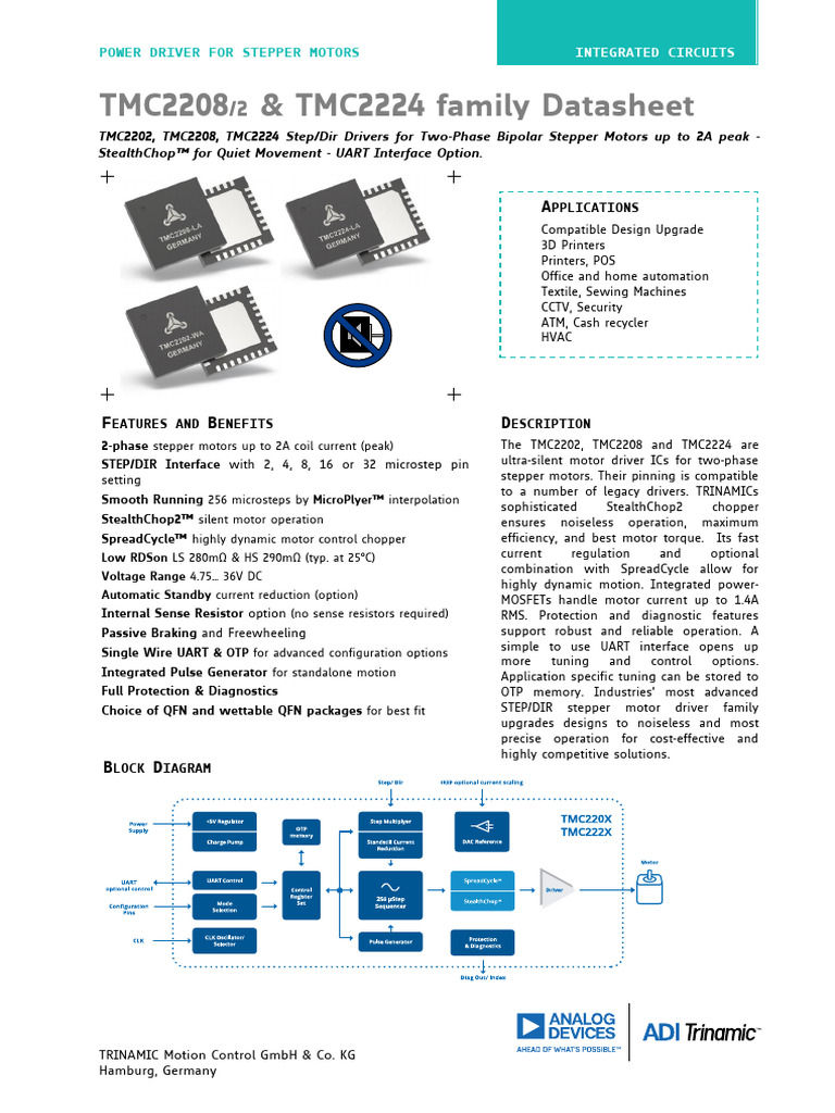 TMC2202 TMC2208 TMC2224 Datasheet Rev1.12 | PDF | Capacitor | Electric Motor