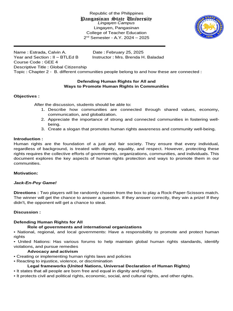 Promoting Human Rights in Communities | PDF | Human Rights | Social ...