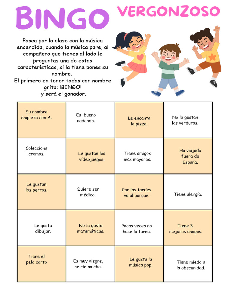 Bingo conoce a tus compañeros de clase regreso a clases minimalista ...