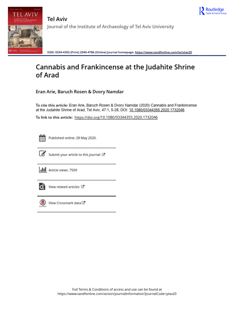 Cannabis and Frankincense at Judahite Shrine of Arad | PDF | Gas ...