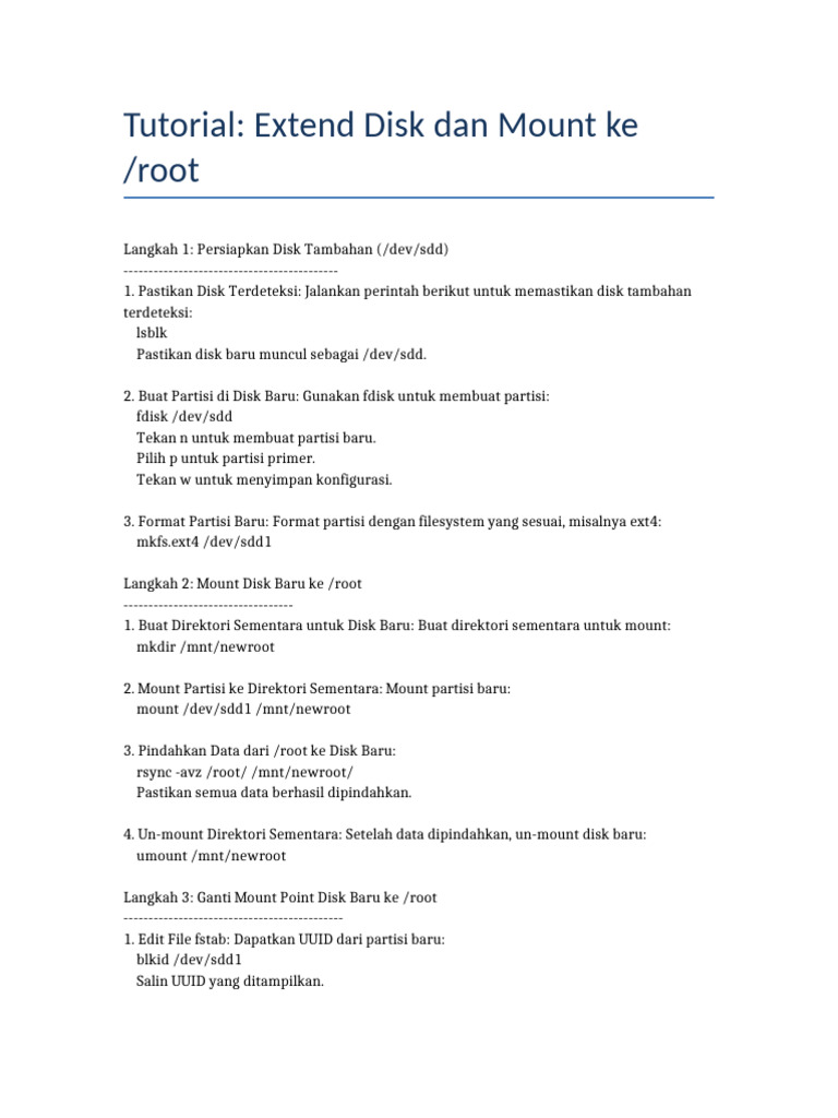 Extend Disk To Root Tutorial | PDF
