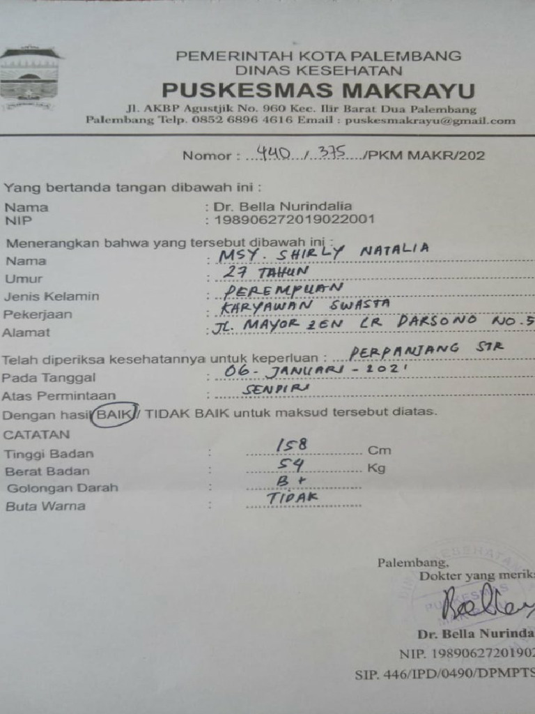 Surat Sehat Msy | PDF