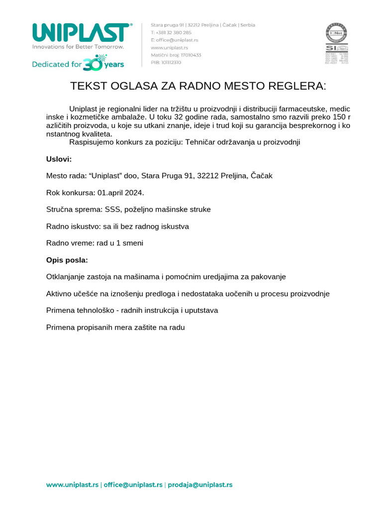 Oglas odrzavanje | PDF