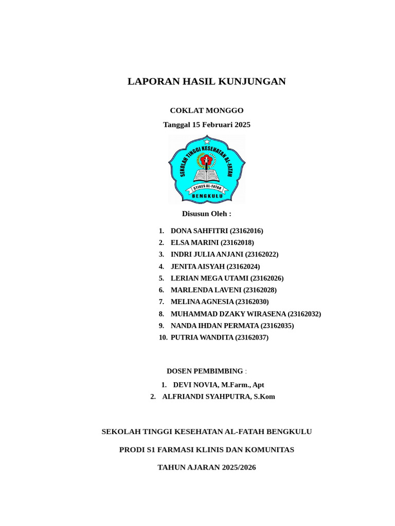 Laporan Hasil Kunjungan Coklat Monggoo | PDF