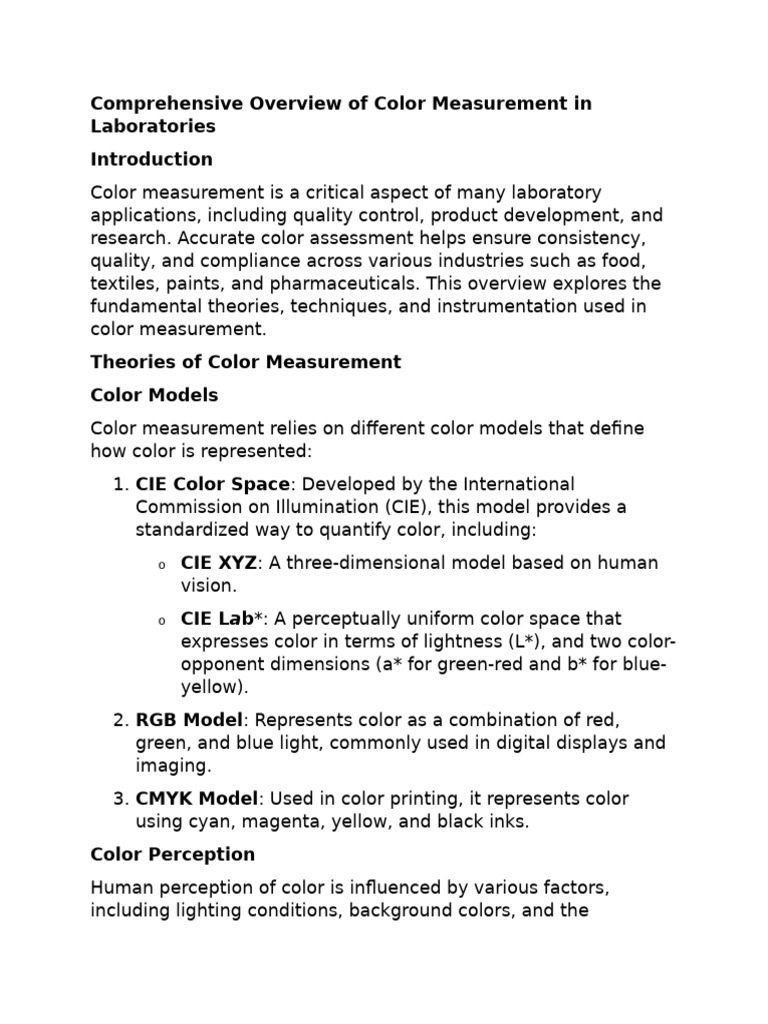 Laboratory Color Measurement Techniques | PDF | Color | Spectrophotometry